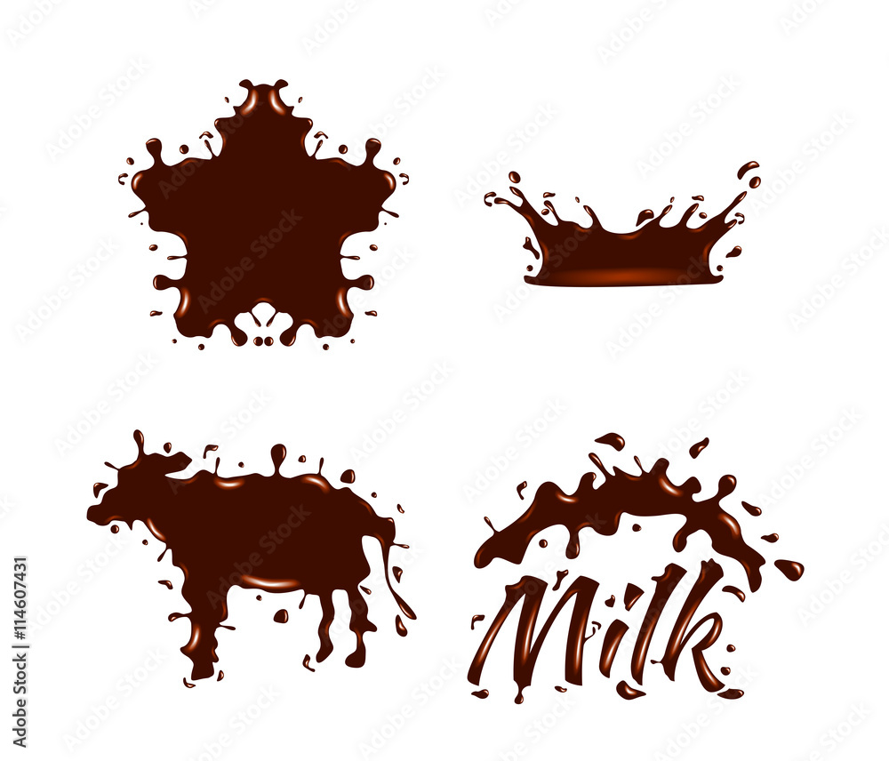 milk chocolate splash logo , icon and vector . tasty chocolate milk ...