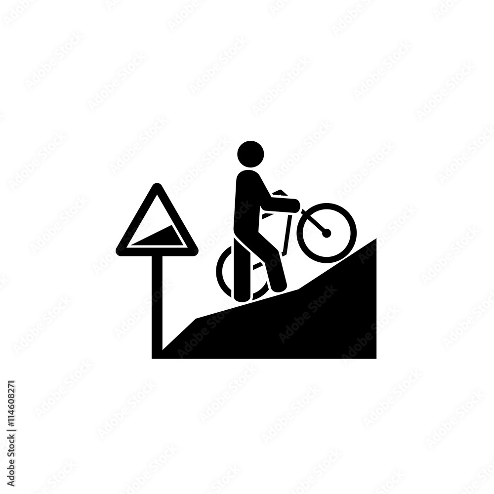 Man Walking Uphill with Bicycle Icon Stock Vector | Adobe Stock