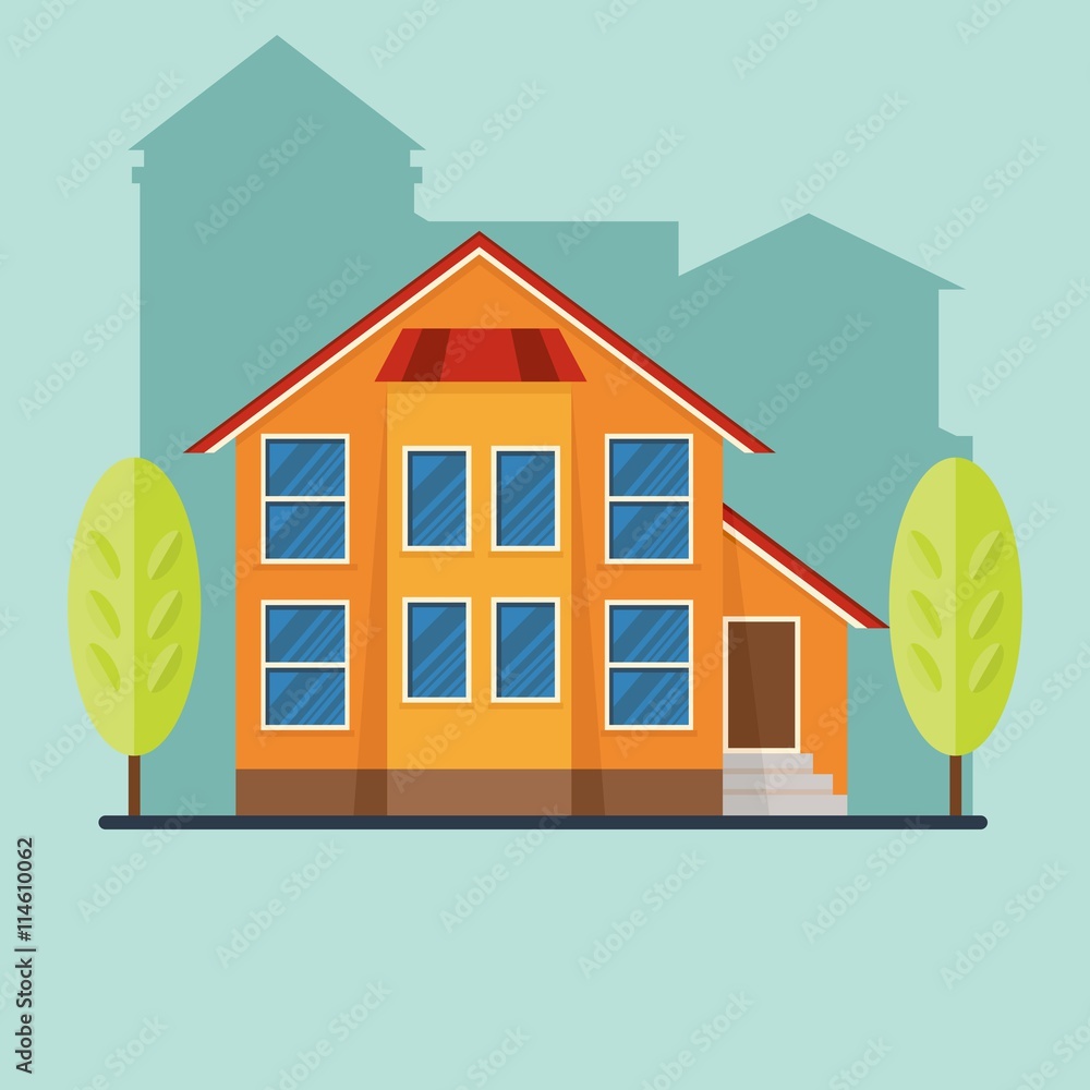 orange house in city Stock Vector | Adobe Stock