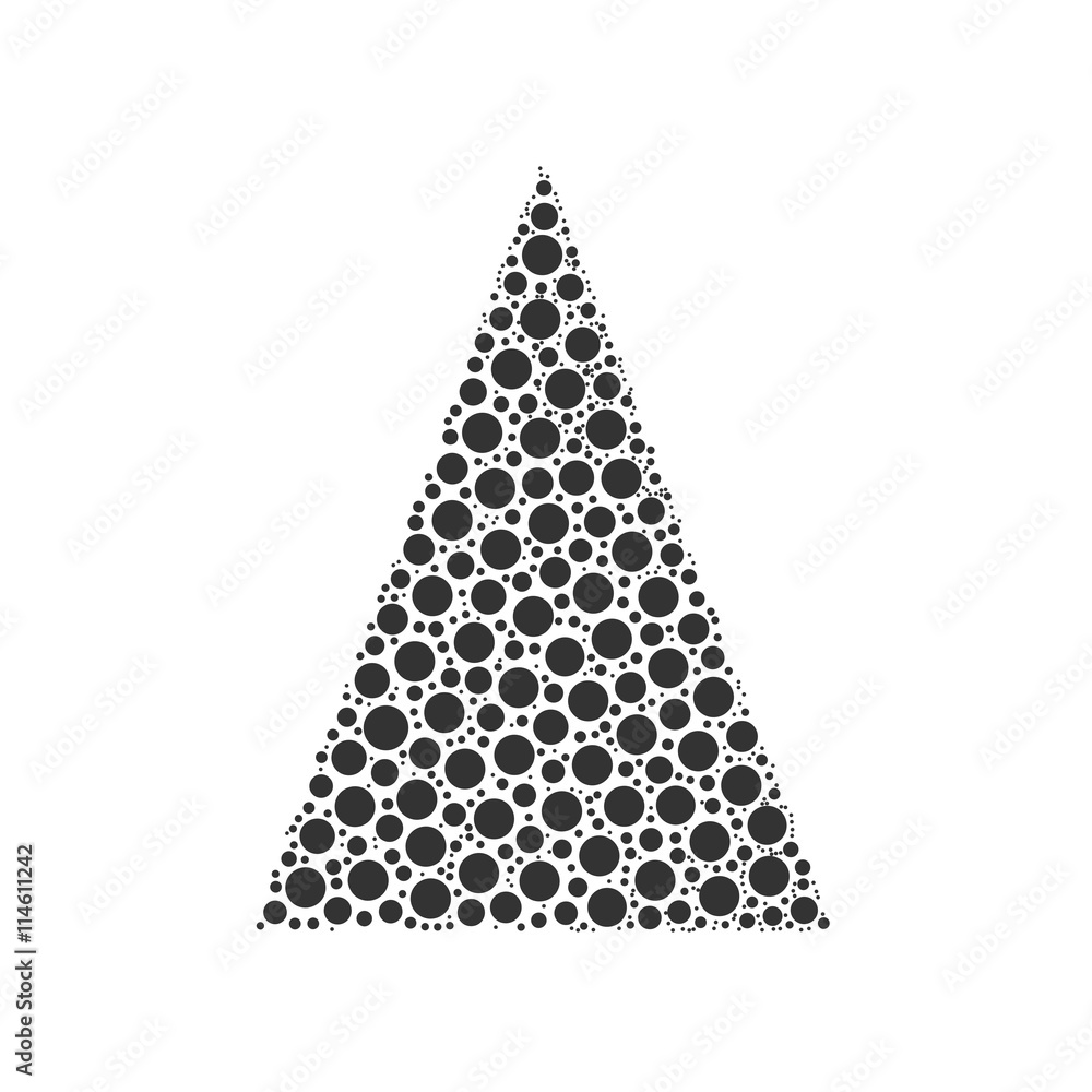 Simple abstract chrismas tree of dots, or circles, in a triangle shape ...