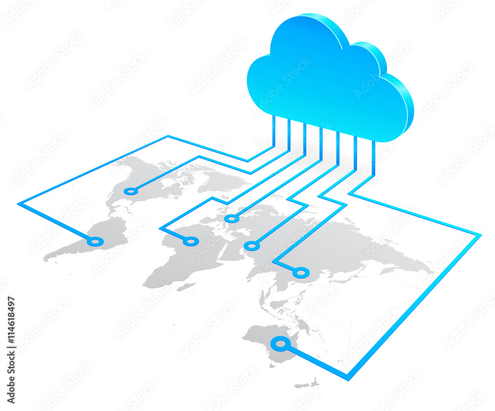 Cloud World Map Concept Stock Vector | Adobe Stock