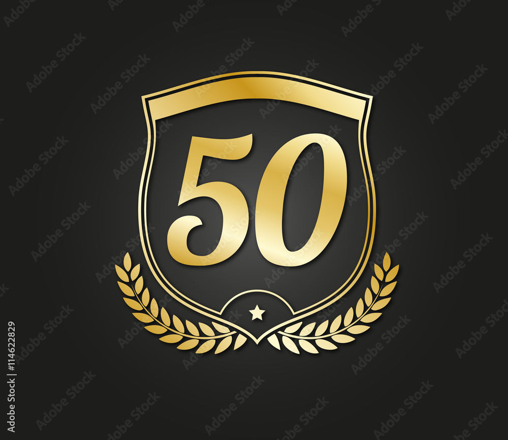 50 shield gold Stock-Vektorgrafik | Adobe Stock