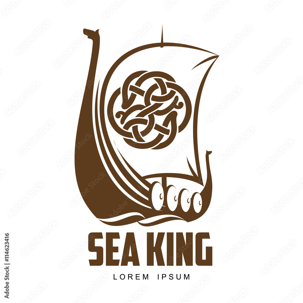 ship Viking logo vector simple illustration isolated on a white ...