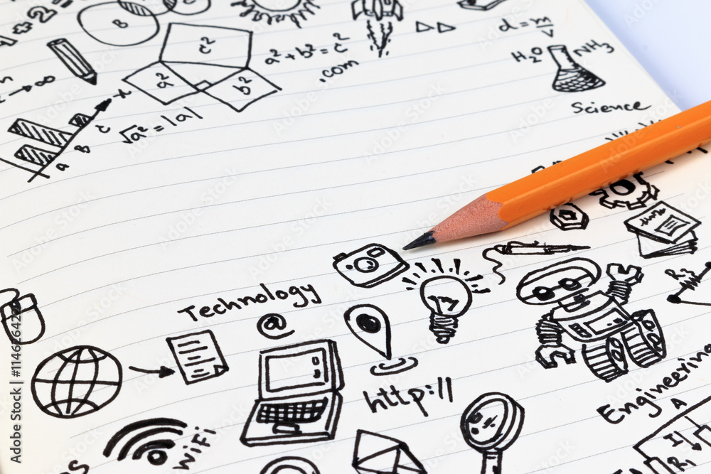 Math formulas on notebook with copy space. Studying math back to school ...