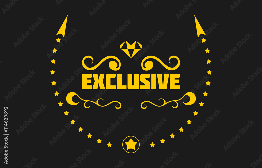Vector illustration with the word exclusive logo in gold tones. Gold ...