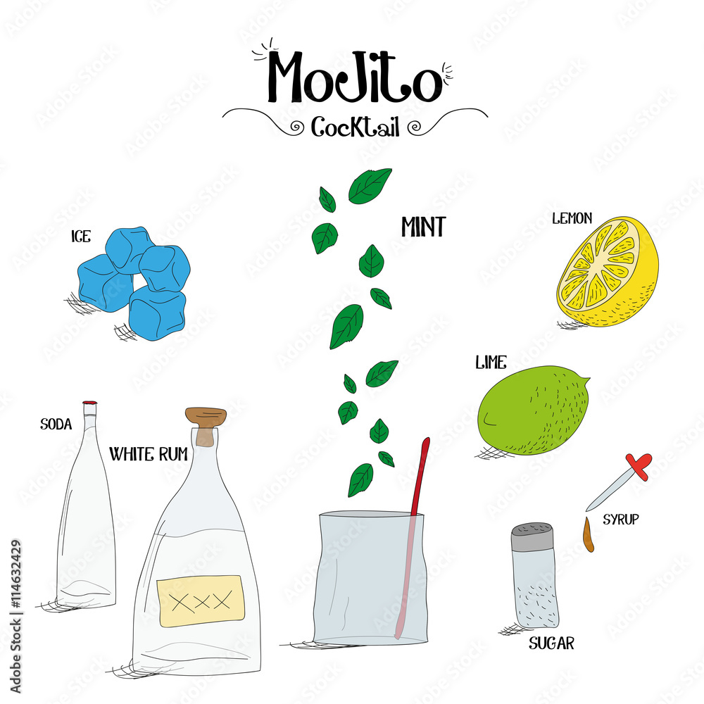 how to make a Mojito cocktail set with ingredients for restaurants and ...