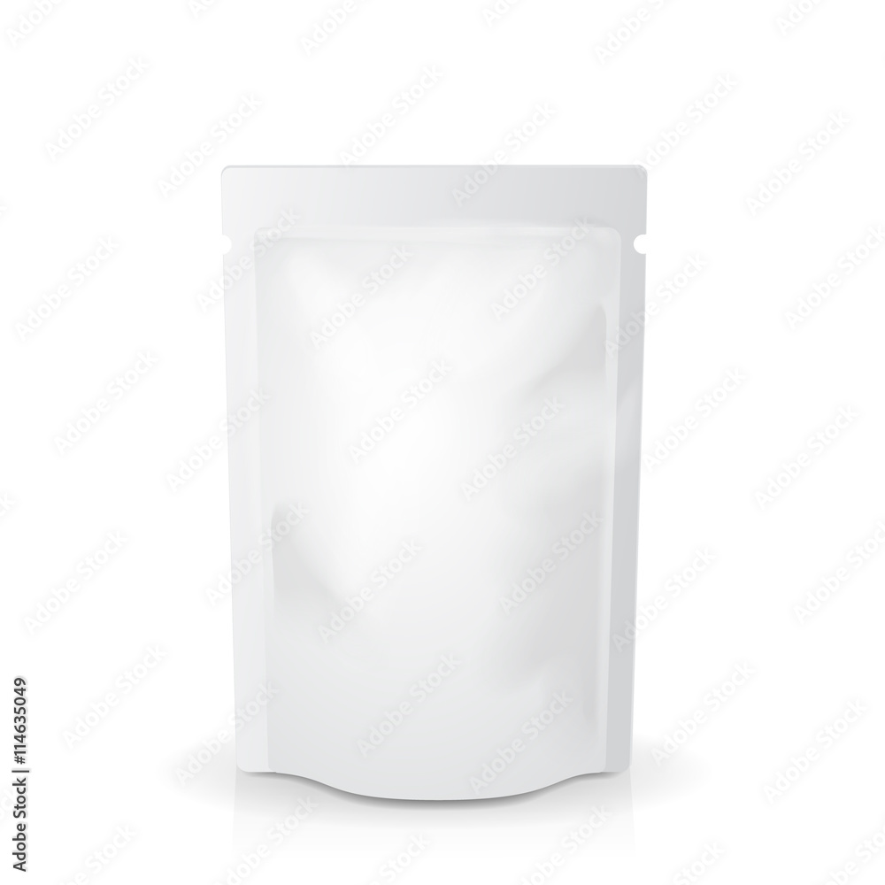 White blank sealed foil food or drink pouch pack Stock Vector | Adobe Stock