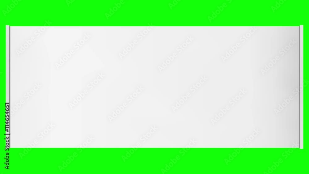Horizontal roll blank banner on green screen chroma key background ...