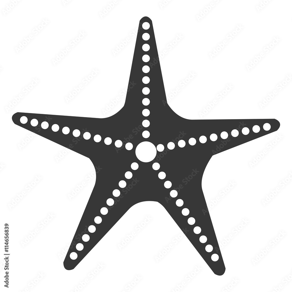 black and white starfish front view over isolated background, vector ...
