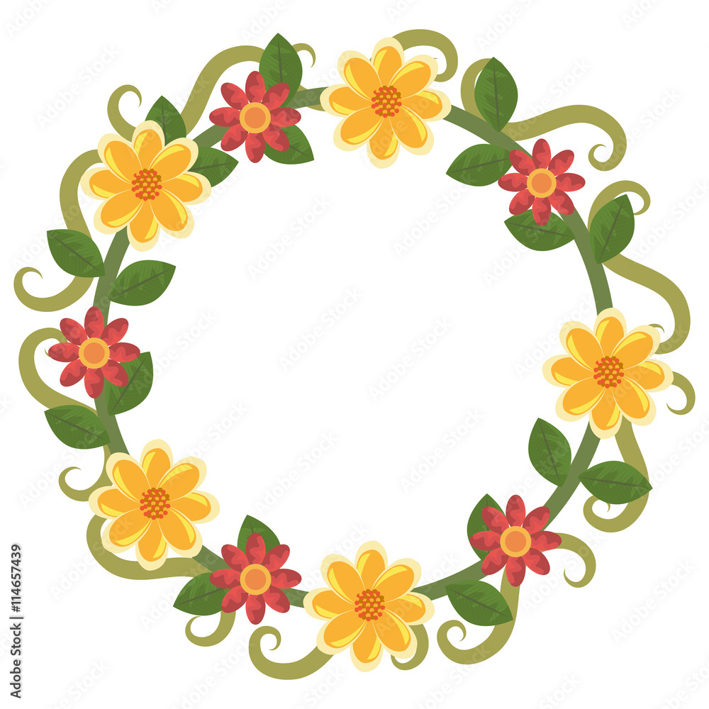 colorful flowers crown over isolated background, vector illustration ...