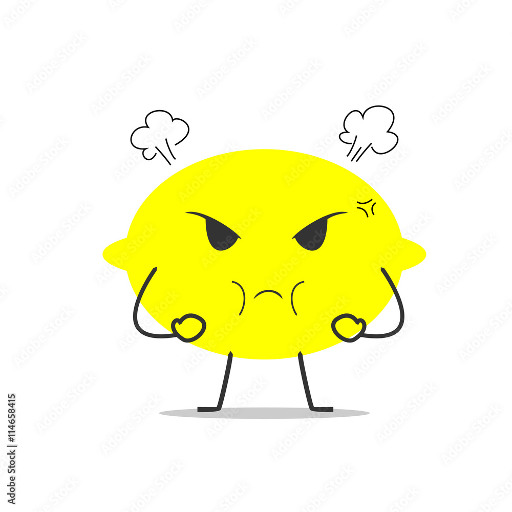 angry lemon simple clean cartoon illustration Stock Vector | Adobe Stock
