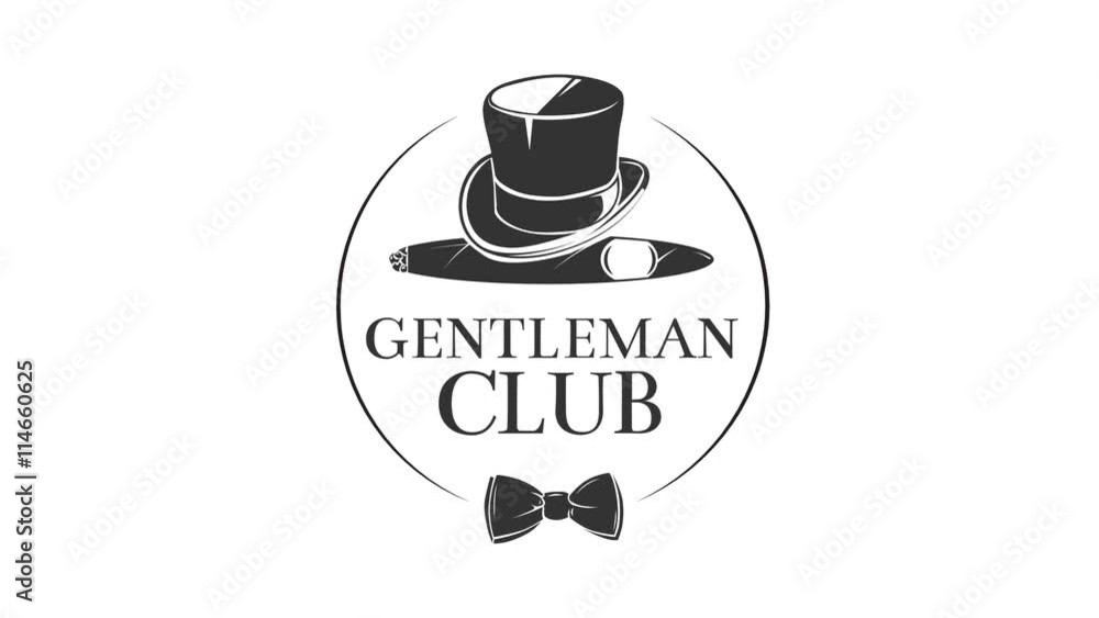 Vintage gentlemen club logo animations on white background for web and ...