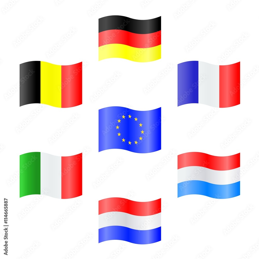 Drapeaux des pays fondateurs CEE Stock Vector | Adobe Stock