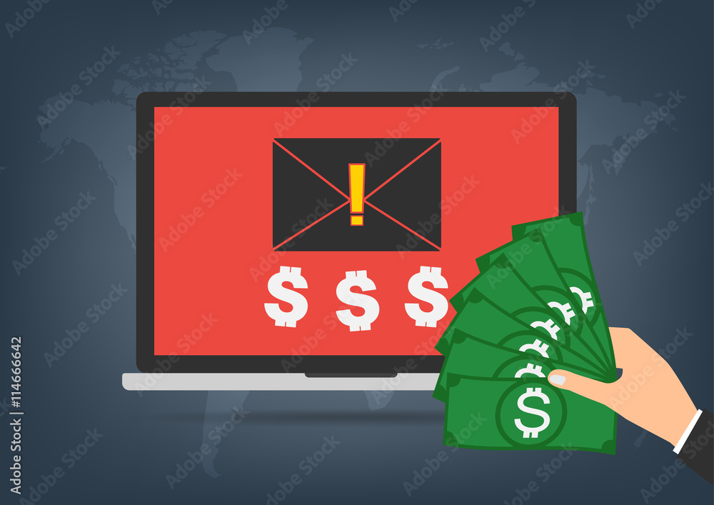 Computer laptop got blackmail ransom latter request money for paying ...