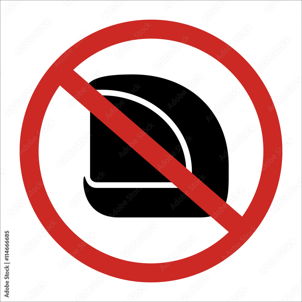 No helmet allow to use restrict sign isolated on white background ...