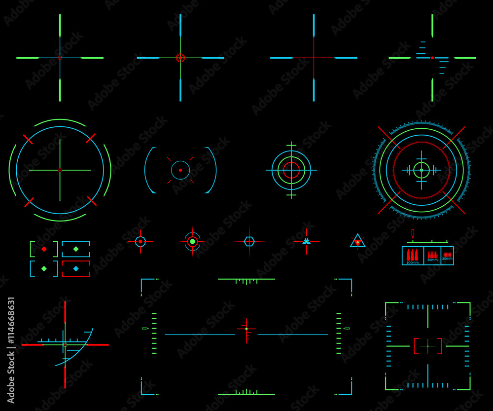 vector elements. Icons crosshairs. Neon sight. View target Stock Vector ...