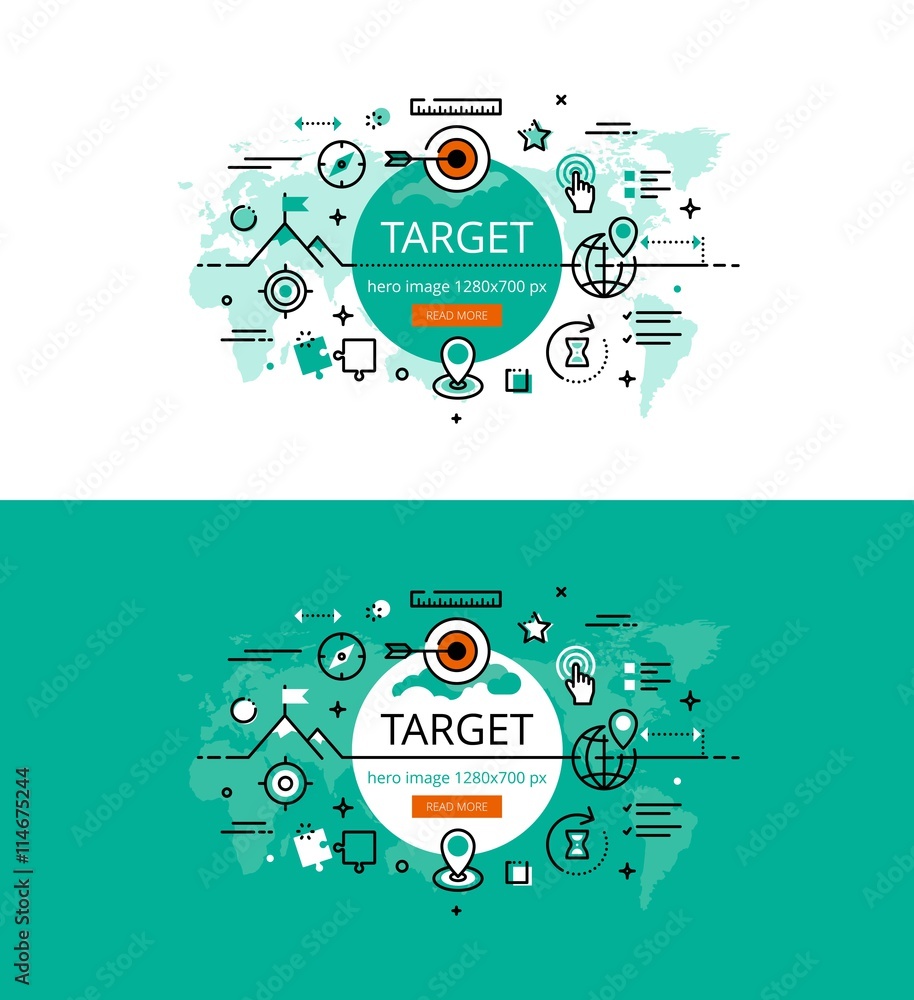 Target. Flat line color hero images and hero banners design conc Stock ...
