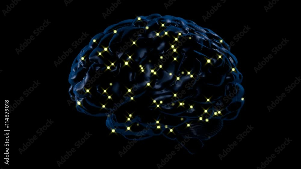 Brain activity, 3d render over black Stock Video | Adobe Stock