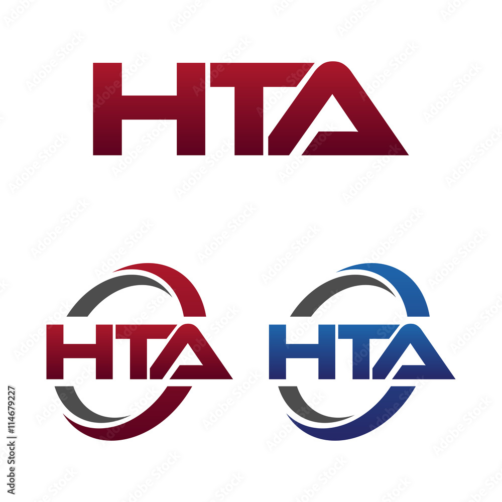 Modern 3 Letters Initial logo Vector Swoosh Red Blue hta Stock Vector ...