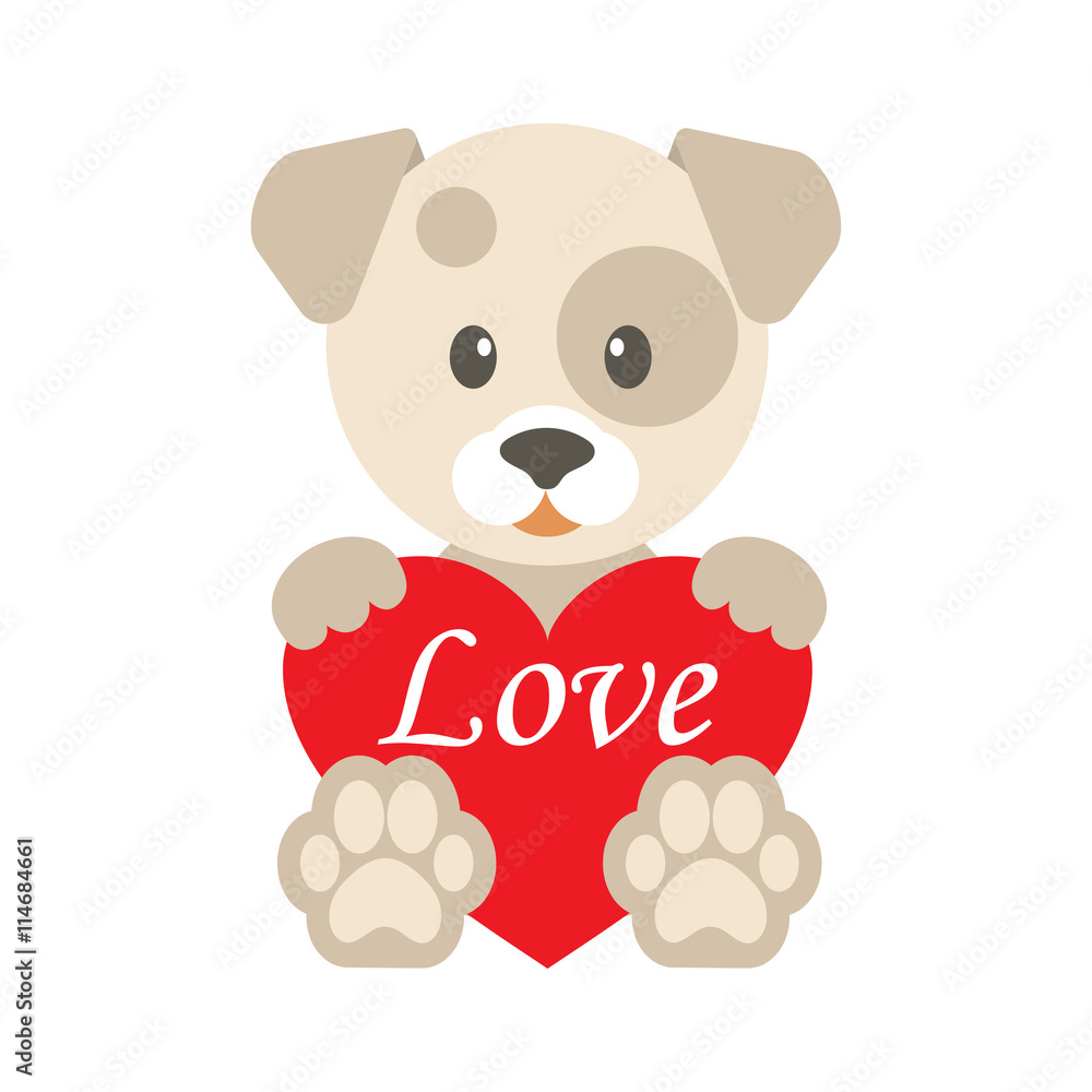 cartoon dog and heart with text Stock Vector | Adobe Stock