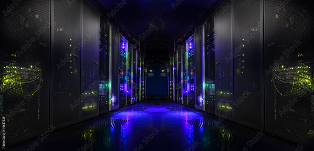 modern server room symmetry ranks supercomputers light Stock Photo ...