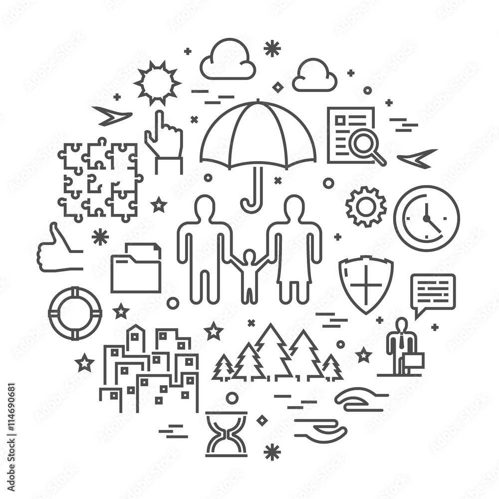 Vector line concept for life insurance Stock Vector | Adobe Stock