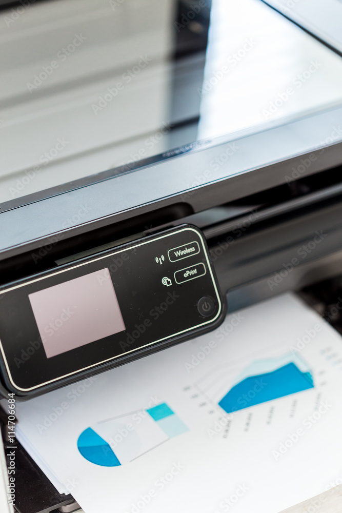 Printer, copier, scanner. Office table Stock Photo | Adobe Stock