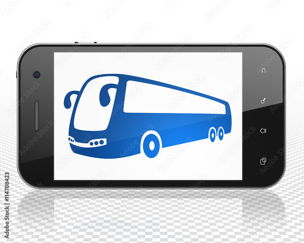 Tourism concept: Smartphone with Bus on display Stock Illustration ...