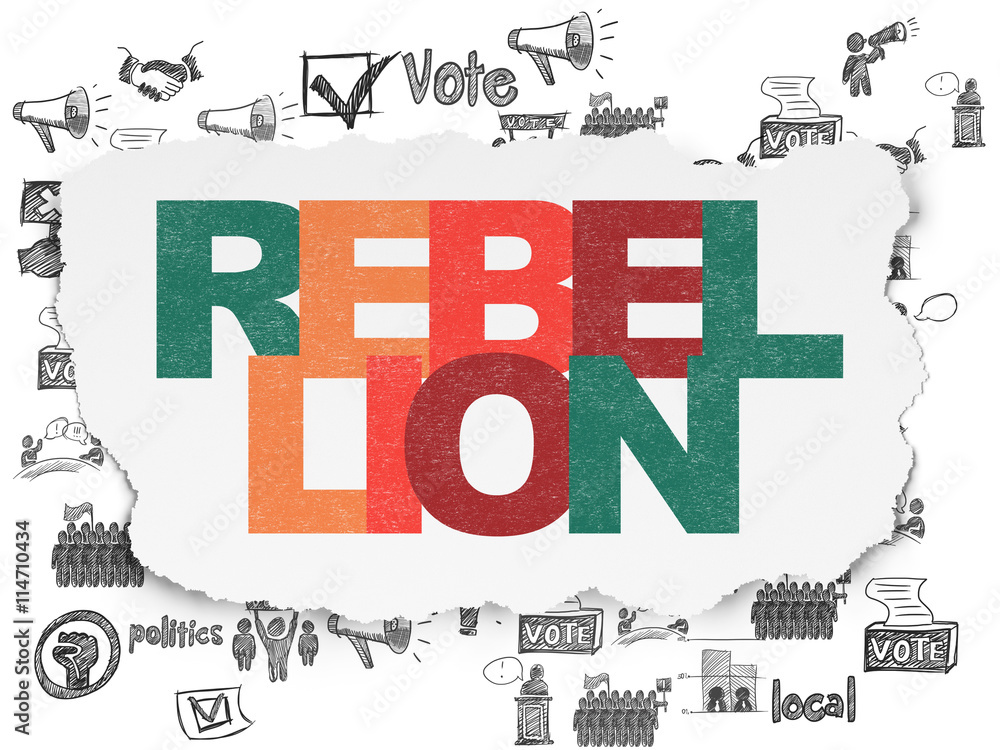 Politics concept: Rebellion on Torn Paper background Stock Illustration ...