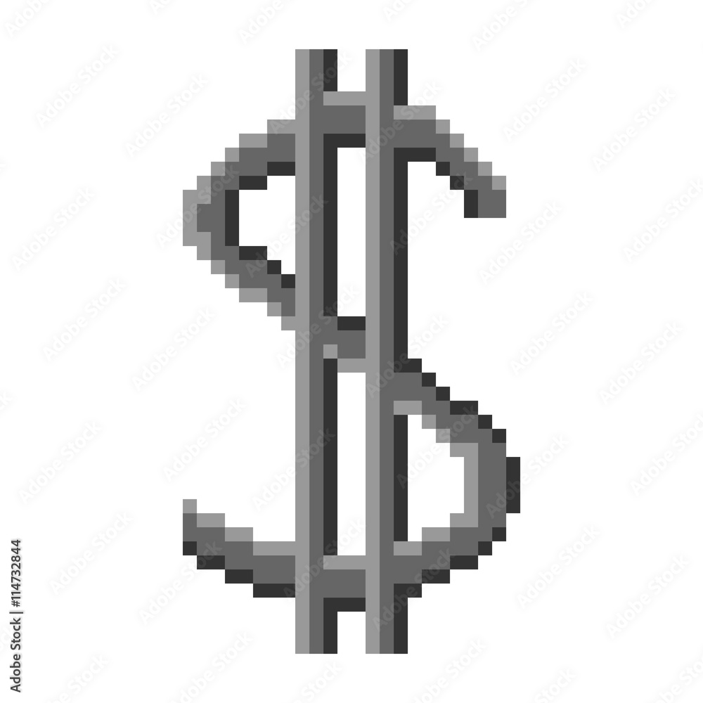 Sign pixel dollar grey 10.06 Stock Vector | Adobe Stock