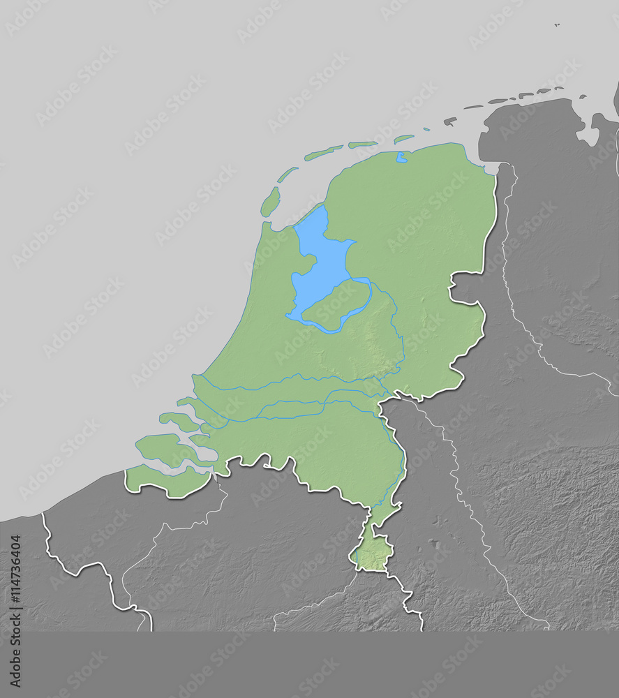Relief map of Netherlands - 3D-Rendering Stock Illustration | Adobe Stock