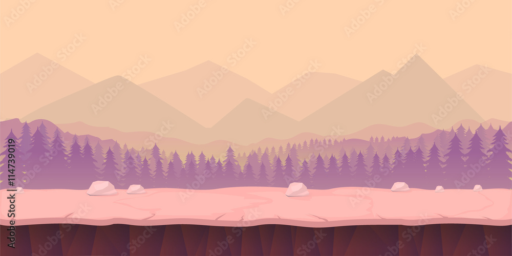 Game Background 2d Application Vector Design Tileable Horizontally Size 1024x512 Ready For