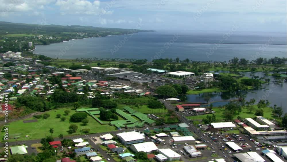 Looking seaward from above Hilo, Hawaii Stock ビデオ | Adobe Stock