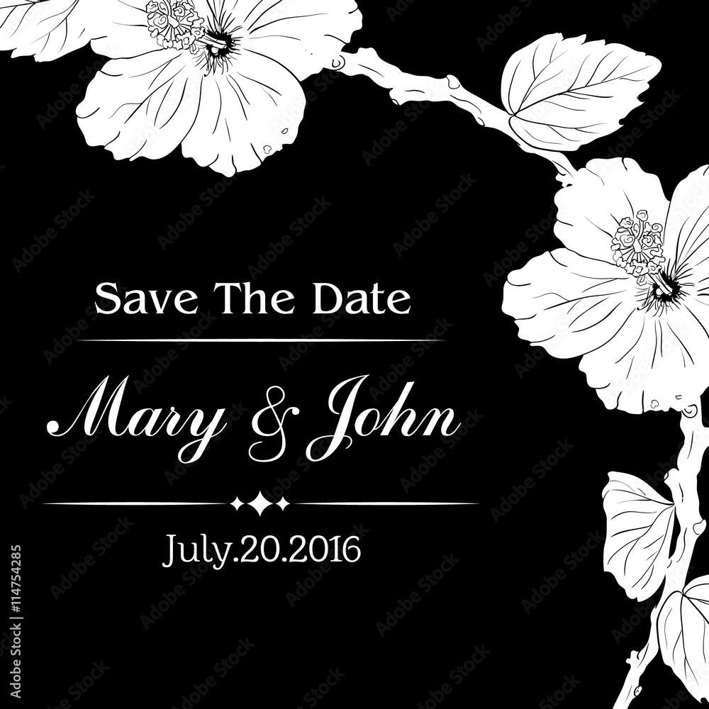 congratulation or invitation card template with hibiscus flowers ...