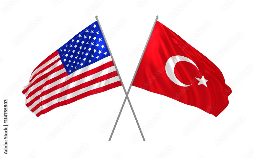 Icon flags of America and Turkey. Image US and Turkish flags are ...