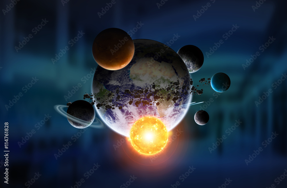 Poster Solar system on office background – Wall Art | UkPosters
