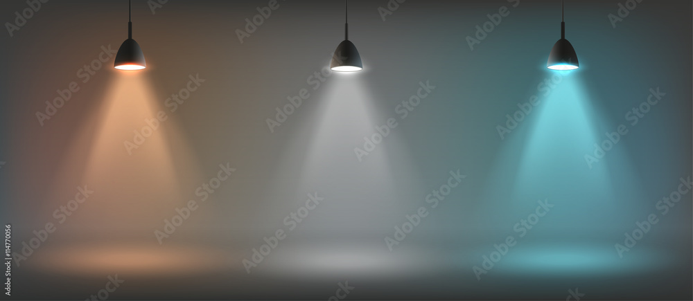 Artificial illumination lamps, vector graphics, glow effect, element ...