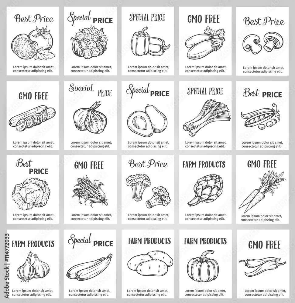 Vetor de Hand drawn label set with vegetables do Stock | Adobe Stock Vetor de Hand drawn label set with vegetables do Stock | Adobe Stock