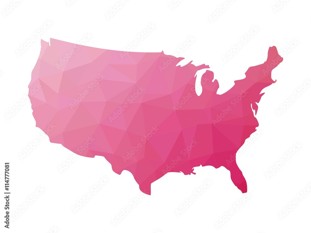 Low poly map of USA. Vector illustration made of pink triangles. Stock ...
