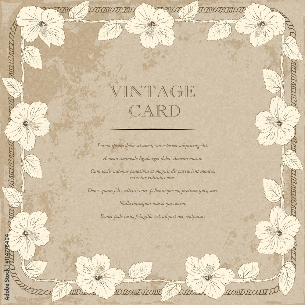 congratulations card design template with hibiscus flowers. Vector ...