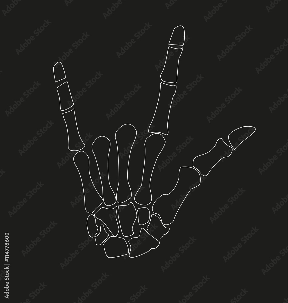 hand skeleton outline rock Stock Illustration | Adobe Stock