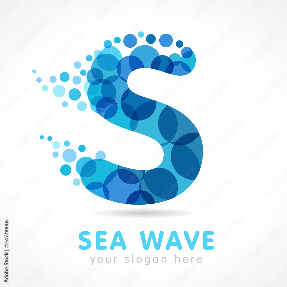 Sea wave S logo. Logo of tourism, resort or hotel by the sea in letter ...