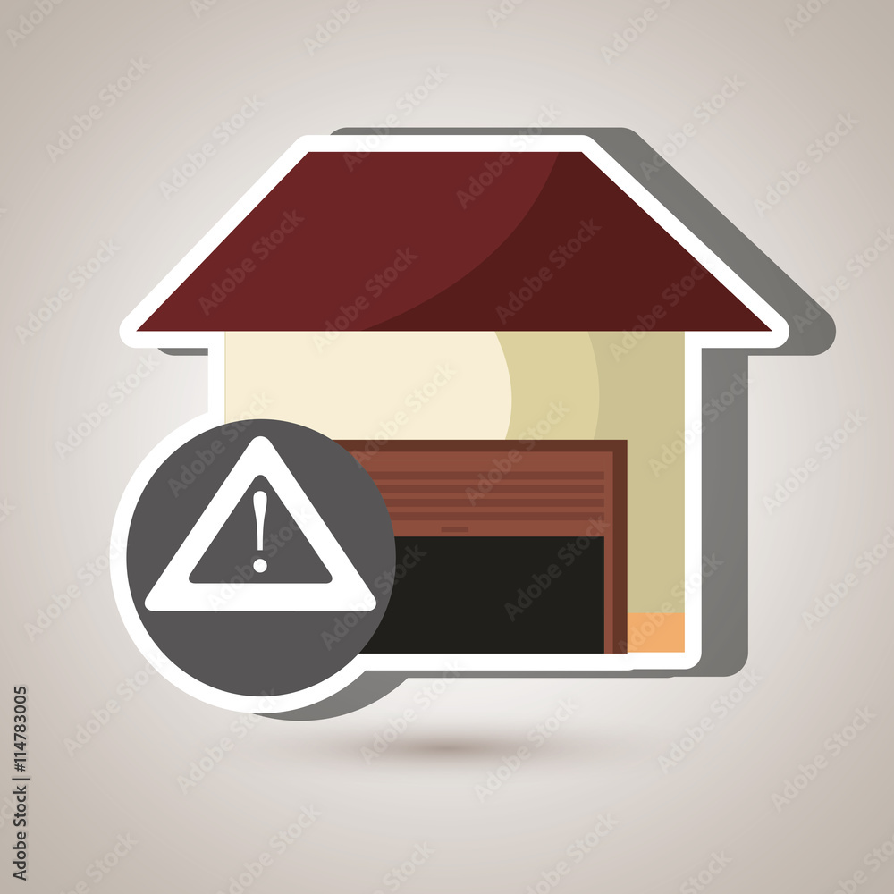 smart home with alert symbol isolated icon design, vector illustration ...