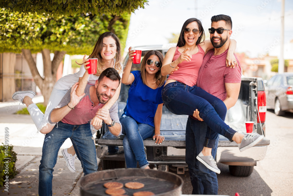 Friends fooling around and having fun Stock-Foto | Adobe Stock