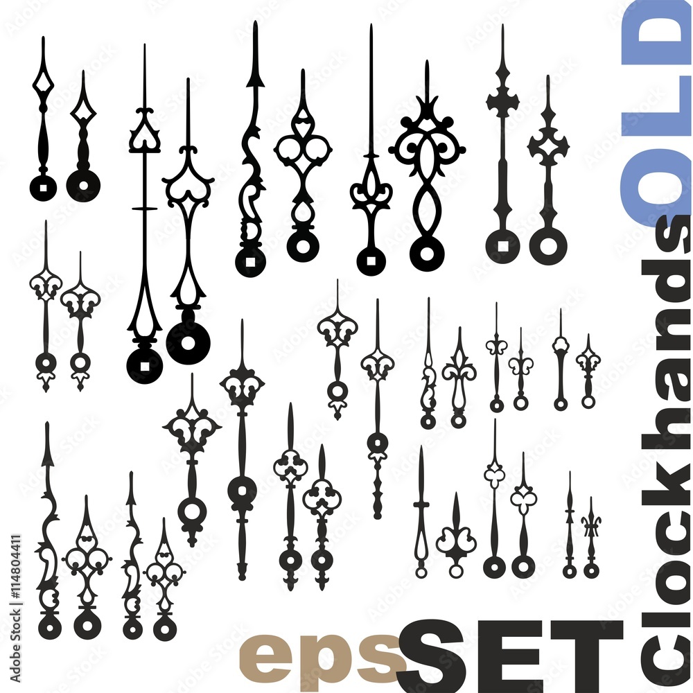 Old vintage clock hands vector mega kit 素材庫向量圖 | Adobe Stock