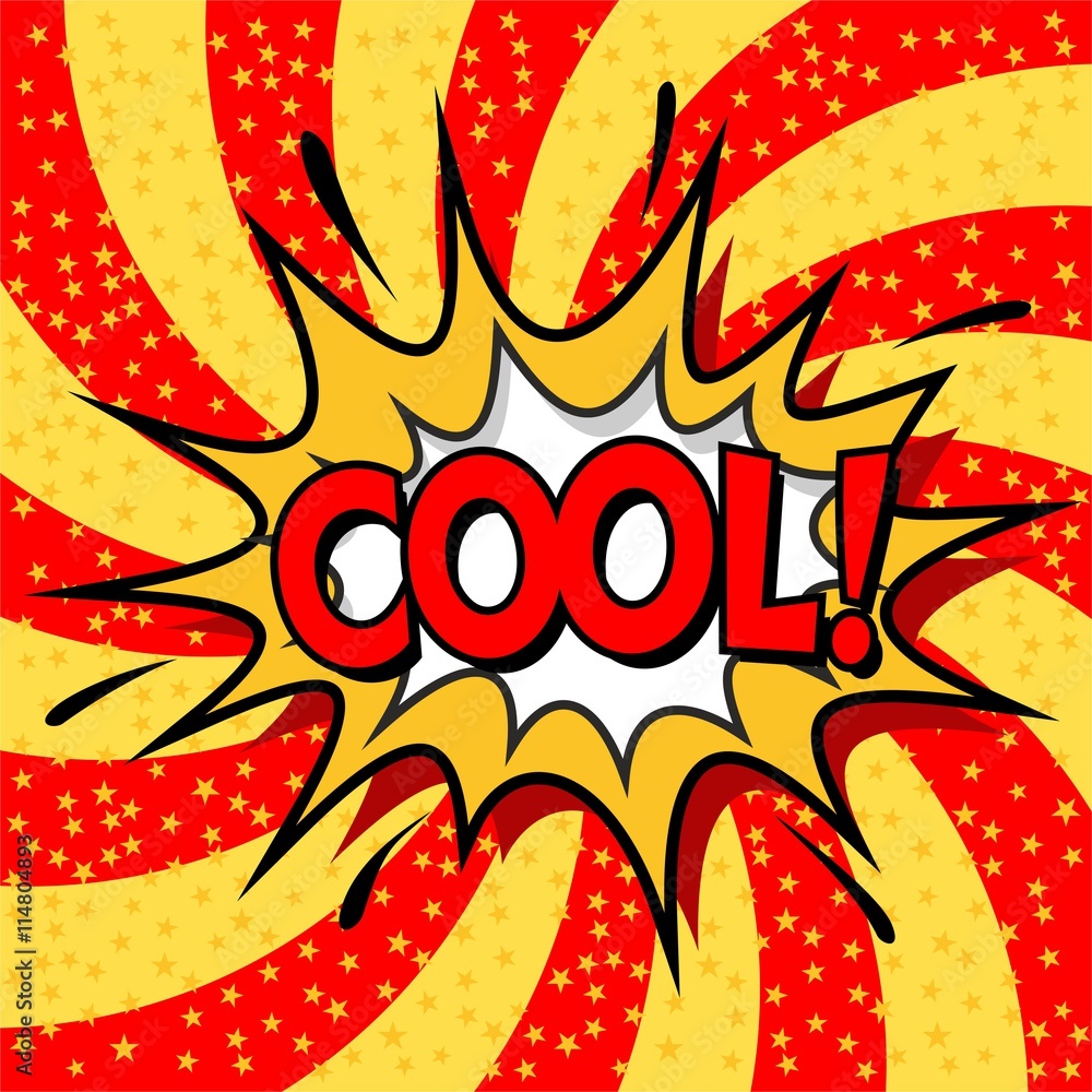 Vintage background. Pop art, comic book style. Cloud with Cool wording ...
