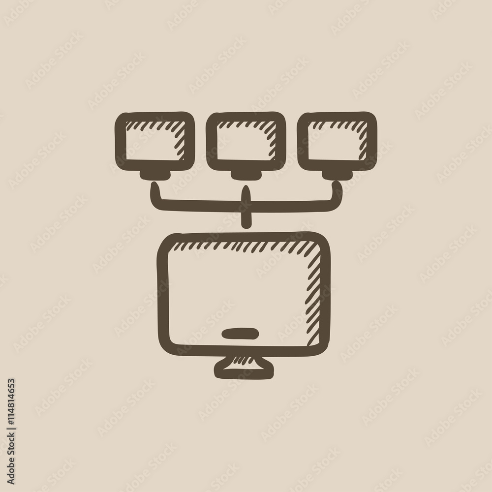 Computer network sketch icon. Stock Vector | Adobe Stock