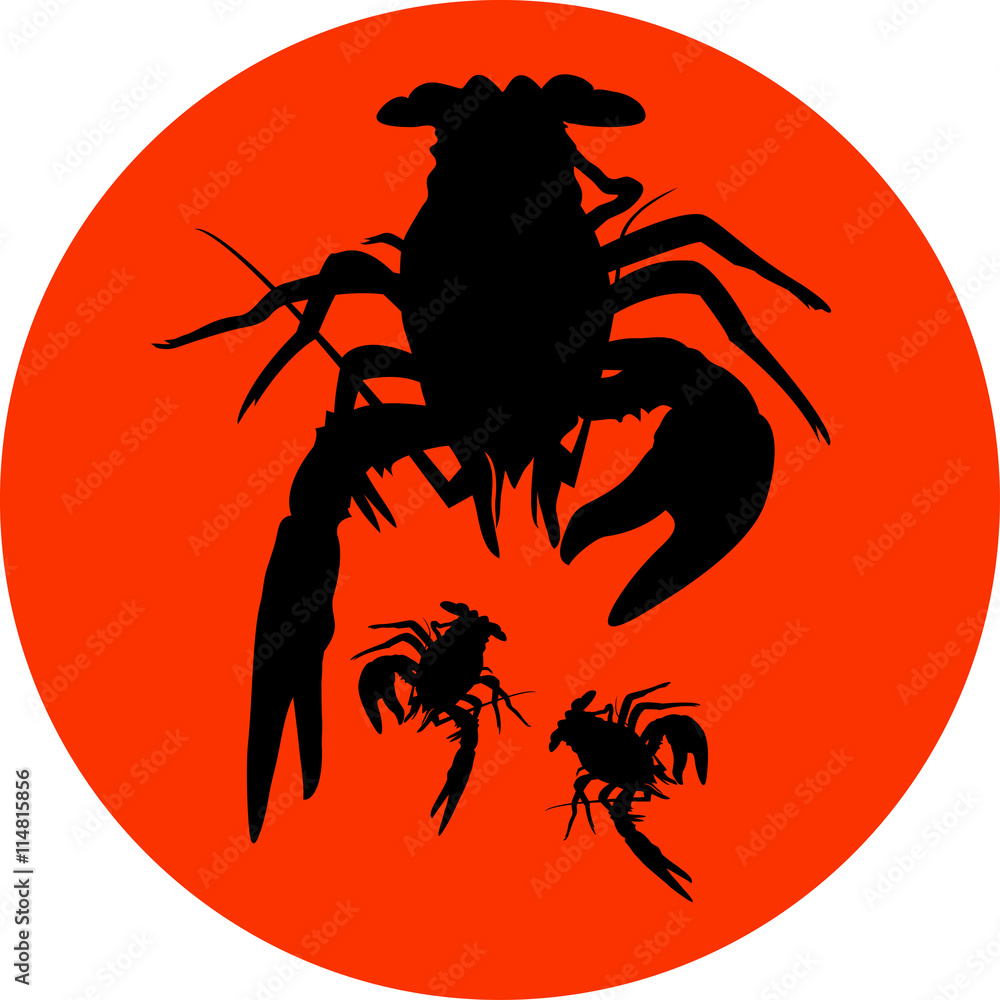 crawfish label crawfish silhouette, crayfish icon, lobster sign ...