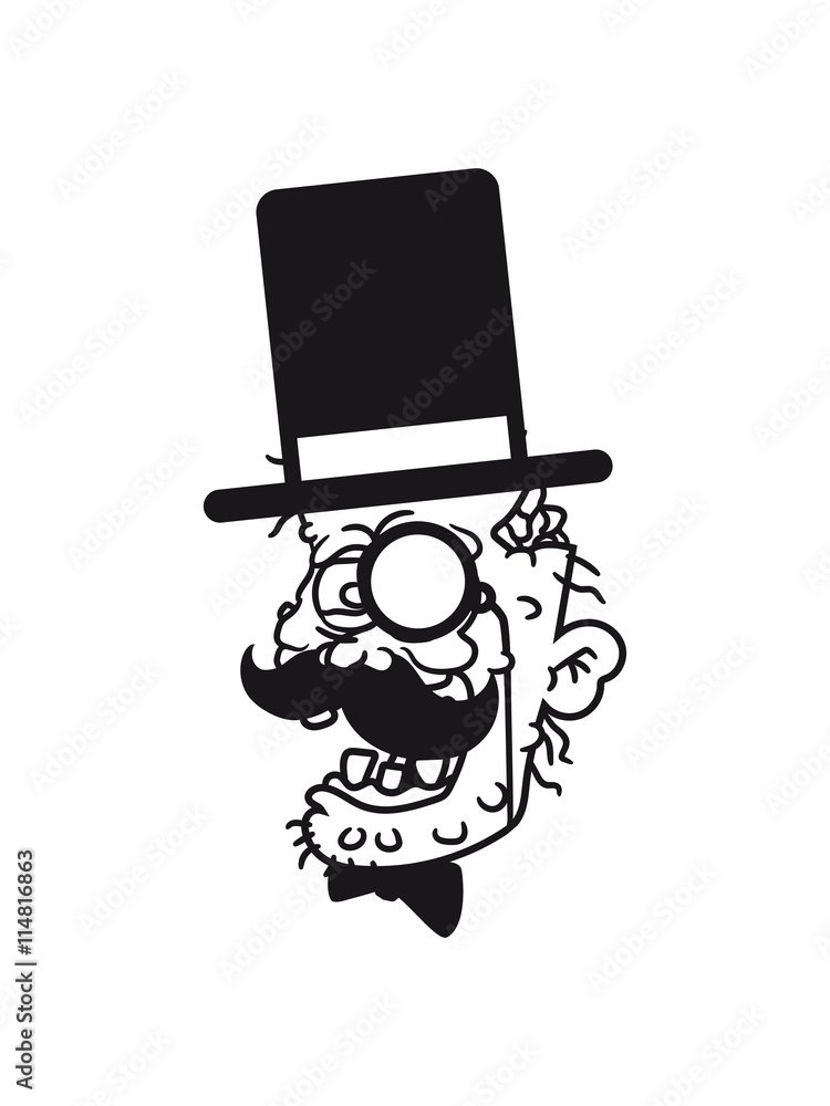 sir mr cylindrical face head suit hat mustache mustache old man zombie ...