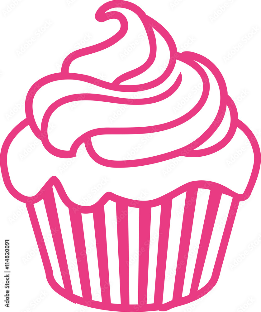 Pink Cupcake outline contour Stock 벡터 | Adobe Stock